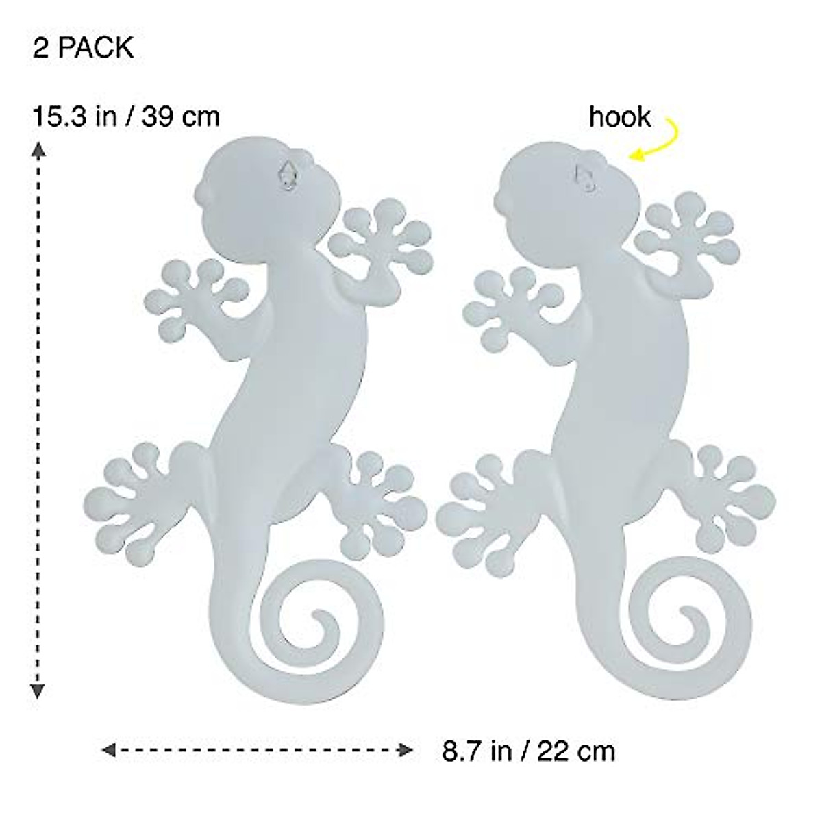 Hanizi 15'' Metal Gecko Wall Decoration, Wall Art Hanging for Bedroom Living Room Office Garden Indoor Outdoor, Set of 2