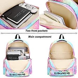 BTOOP Girls Backpack Kids Elementary Bookbag Girly School Bag with Insulated Lunch Tote and Pencil Pouch (Tie dye galaxy - 3 pieces)