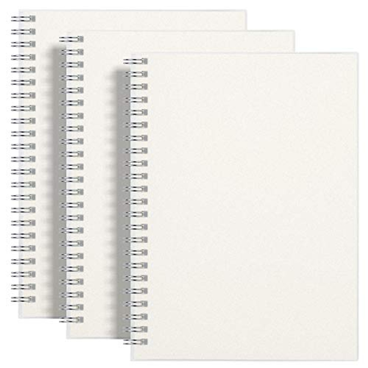 RETTACY Blank Notebook Spiral 3 Pack - A5 Unlined Notebook with Clear Hardcover,100GSM Thick Paper,480 Pages Total,5.7"x 8.3"