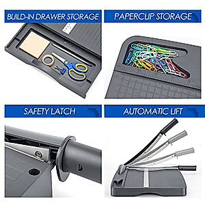 MROCO Paper Cutter 12" Cut Length Paper Trimmer, Guillotine Paper Trimmer with 12 Sheet Capacity Paper Slicer with Drawer Storage, Heavy Duty Guillotine Paper Cutters and Trimmers for Cardstock