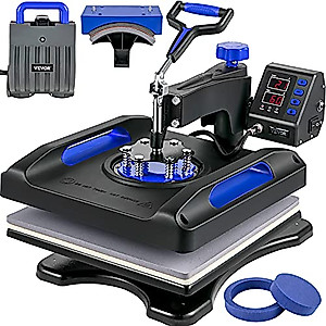 VEVOR Heat Press 15x15, Upgraded Heat Press Machine 5 in 1, Anti-Scald, Fast-Heating, Swing Away Digital Control Multifunction Heat Press for Sublimation Combo for T-Shirt Hat Cap Mug Plate