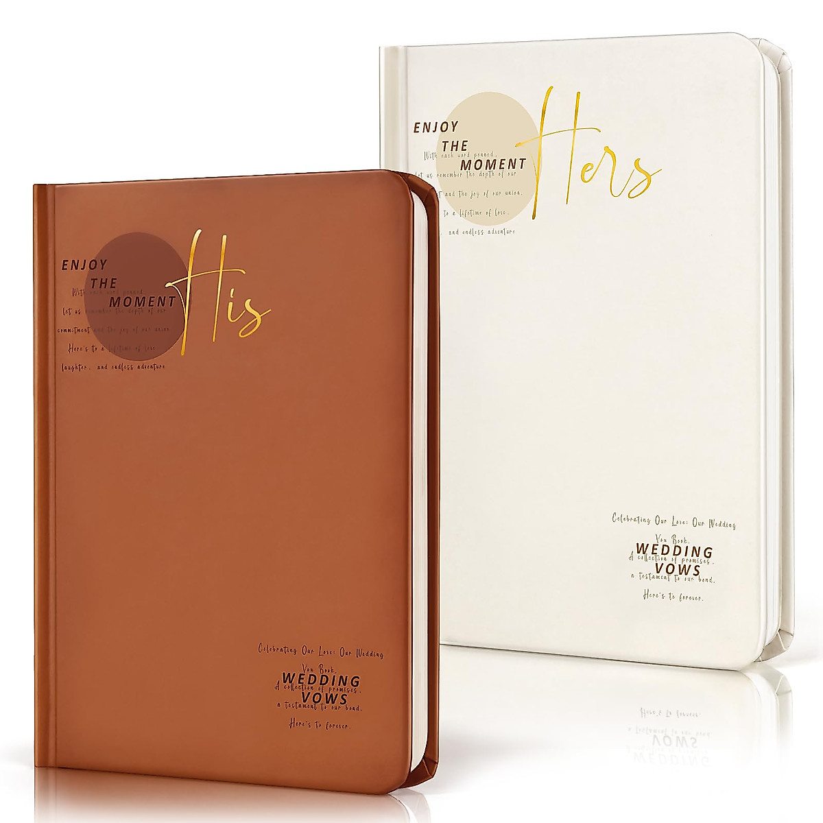 Wedding Vow Books, His and Hers Vow Books with Gold Foil Lettering, Hardcover Wedding Notebook 56 Lined Pages/28 Sheets, Perfect Wedding Essentials for Your Wedding Day,Bridal Gifts (Terracotta-Beige)