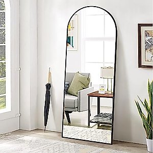 BEAUTYPEAK 65"x24" Arch Floor Mirror, Full Length Mirror Wall Mirror Hanging or Leaning Arched-Top Full Body Mirror with Stand for Bedroom, Dressing Room, Black