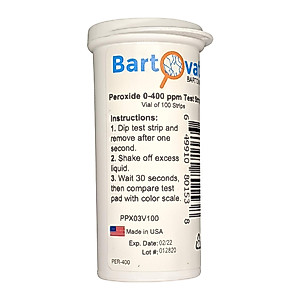 Hydrogen Peroxide H2O2 Test Strips, 0-400 ppm [Vial of 100 Strips]