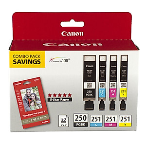 Canon PGI-250/CLI-251 Ink and CLI-251XL Gray Ink with Photo Paper