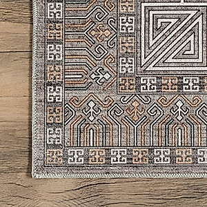 nuLOOM Tama Circle Medallion Machine Washable Area Rug, 9' x 12', Brown