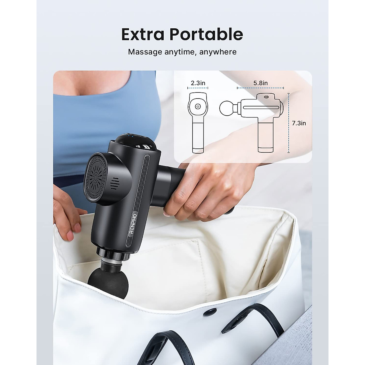 RENPHO Active Massage Gun Deep Tissue, Percussion Handheld Muscle Massager Gun for Body Neck Pain Relief, Electric Mini Back Massager for Athletes Men Women, FSA HSA Eligible