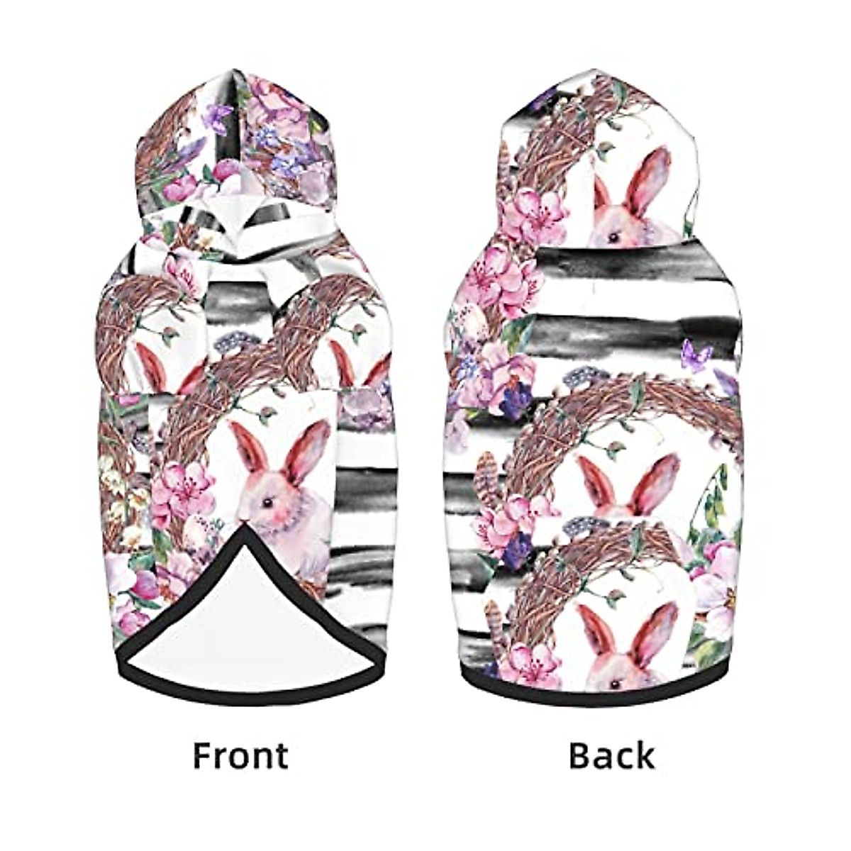 Large Dog Hoodie Spring-Happy-Easter-Bunny Pet Clothes Sweater with Hat Soft Cat Outfit Coat Medium