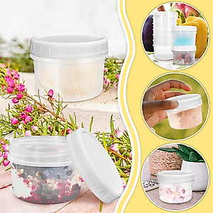 ISUSSER 10 Pack 4oz Reusable Small Plastic Containers with Screw Lids, Small Food Storage Freezer Containers, Deli Containers Stackable Food Storage Jars, Sauce Condiment Jars Lunch Box Accessories