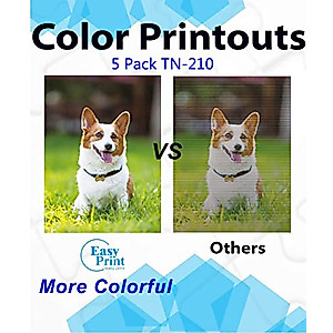 EASYPRINT (5-Pack, 2xBK+C+M+Y) Compatible TN210 TN-210 Toner Cartridges Used for Brother HL-3040CN, HL-3045CN, HL-3070CW, HL-3075CW, MFC-9010CN, MFC-9120CN, MFC-9125CN, MFC-9325CW, MFC-9320CW