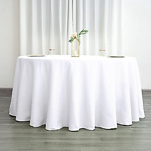 Efavormart 10PCS 120" Wholesale Round Tablecloth Polyester Round Table Linens for Wedding Party Banquet Restaurant - White