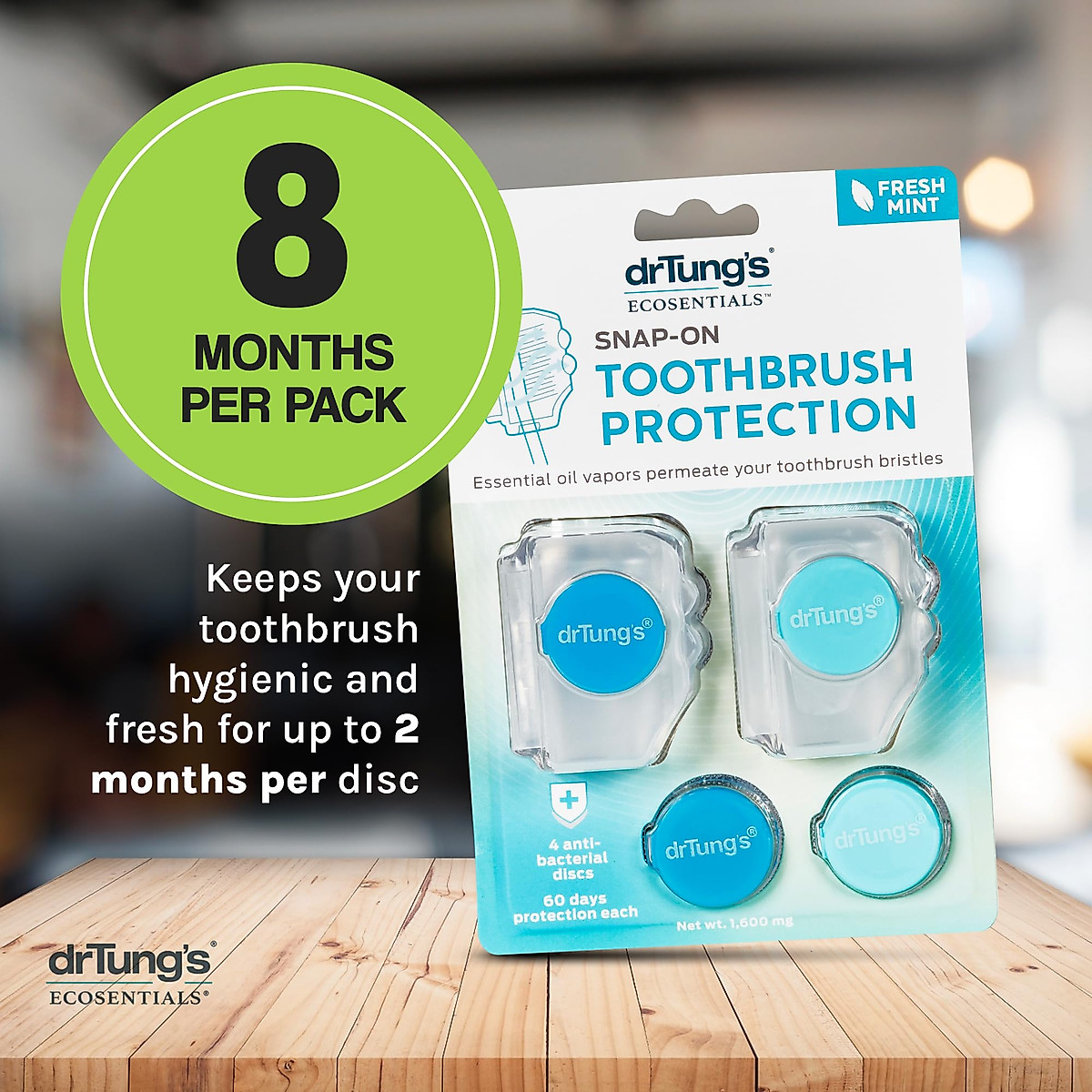 DrTung's Snap-On Toothbrush Protector, Releases Vapor from Essential Oils to Help Protect your toothbrush (2 Pack) (colors may vary)