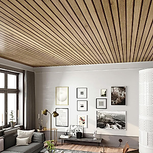 FunStick Brown Slats Wood Wallpaper Peel and Stick Wood Contact Paper for Cabinets Peel and Stick Wood Slats for Wall Decor Waterproof Removable Wood Wall Paper for Bedroom Countertops Desk 12"x200"