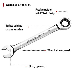AIRAJ 22 Pcs Ratcheting Wrench Set, SAE 1/4-3/4 Inch & 6-18 Mm, Standard Combination Ratchet Wrenches Set for Car Repair and Household Equipment Repair, Chrome Vanadium Steel, Portable Handbag…
