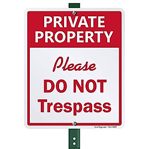 SmartSign "Private Property - Please Do Not Trespass" LawnBoss® Sign | 10" x 12" Aluminum Sign With 3' Stake