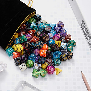 Coyeekn DND Dice Set, 20 x 7 (140 Pieces) Polyhedron Dice 20 Colors Dice for Dungeons and Dragons DND RPG MTG Table Games D4 D8 D10 D12 D20 with 1 Large Flannel Bag