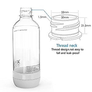 pinci Soda Bottle, Suitable for Carbonated Water and Sparkling Water, BPA Free, Reusable and Filled Food Grade PET Plastic Made Soda Water Bottle (2 Pack, 1 Liter)