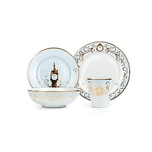 Disney Princess 16-Piece Dinnerware Set | Cinderella, Jasmine, Ariel, Belle