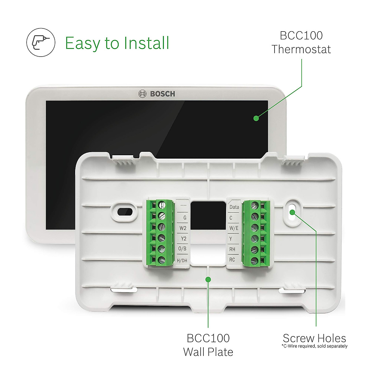 Bosch BCC100 Connected Control Smart Phone Wi-Fi Thermostat - Works with Alexa - Touch Screen