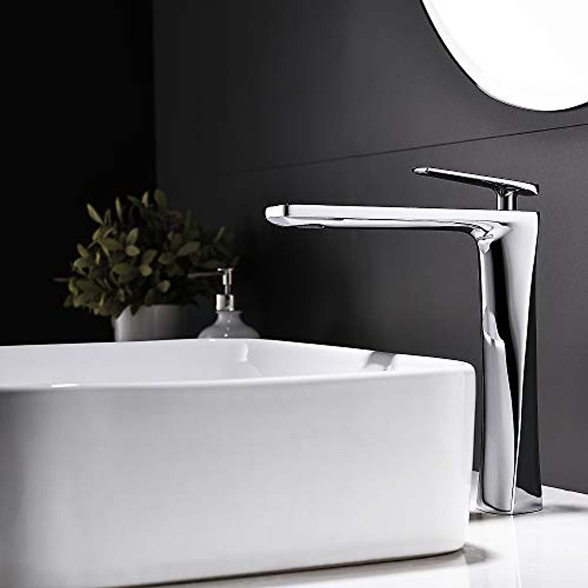 JOMOLA Vessel Sink Faucet Bathroom Single Handle Lavatory Vanity Sink Faucets One Hole Deck Mount Basin Mixer Tap Brass Chrome Tall