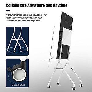 LINGHUFOX 55 Inch Flip Smart Board, Rotatable Adaptive Digital Electronic Whiteboard, in-Cell 4K Touch Screen Interactive Whiteboard for Home Office and Classroom (Board+Rotatable Movable Stand)