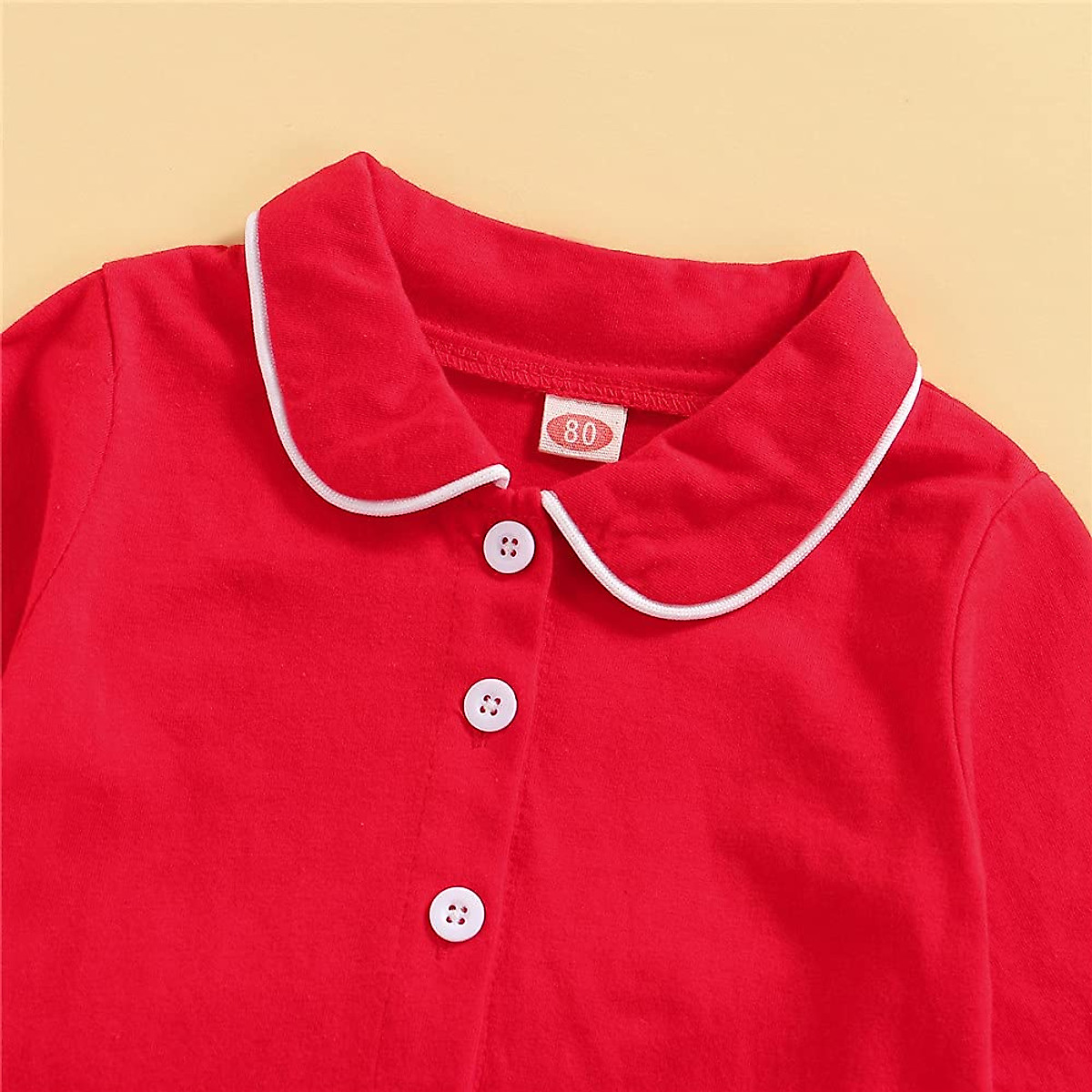 Ayalinggo Toddler Kids Baby Girl Solid Pjs Ruffle Long Sleeve Button Shirt Top and Pants Cotton 2Piece Pajamas Set (Red, 2-3T)