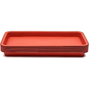 Juvale 8 Pack Plastic Plant Drip Trays for Planters, Pots, Rectangular Saucer Pans for Indoors, Outdoors (Terracotta Red, 6.5x12 in)