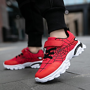 Wolidio Little/Big Kids Boys Girls Sneakers Lightweight Running Tennis Shoes Breathable Sport Athletic Fitness & Cross-Training Shoes Red and Black Size 8.5 Toddler