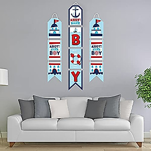 Big Dot of Happiness Ahoy It’s a Boy - Hanging Vertical Paper Door Banners - Nautical Baby Shower Wall Decoration Kit - Indoor Door Decor