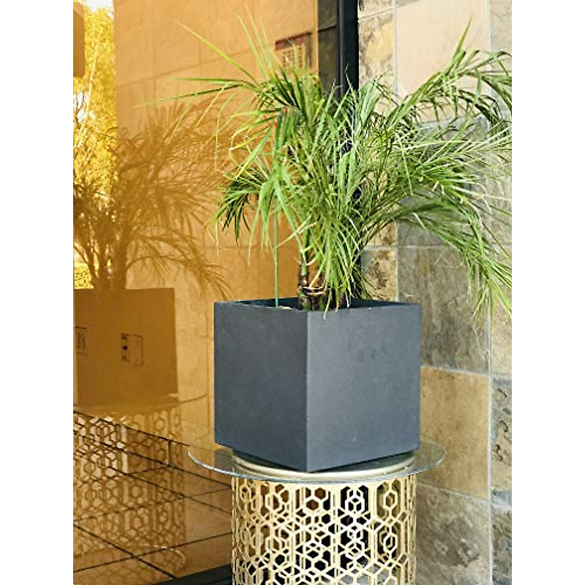 Kante 12" Square Concrete Planters for Outdoor Outdoor Patio Garden, Lightweight Modern Planter Pots Charcoal