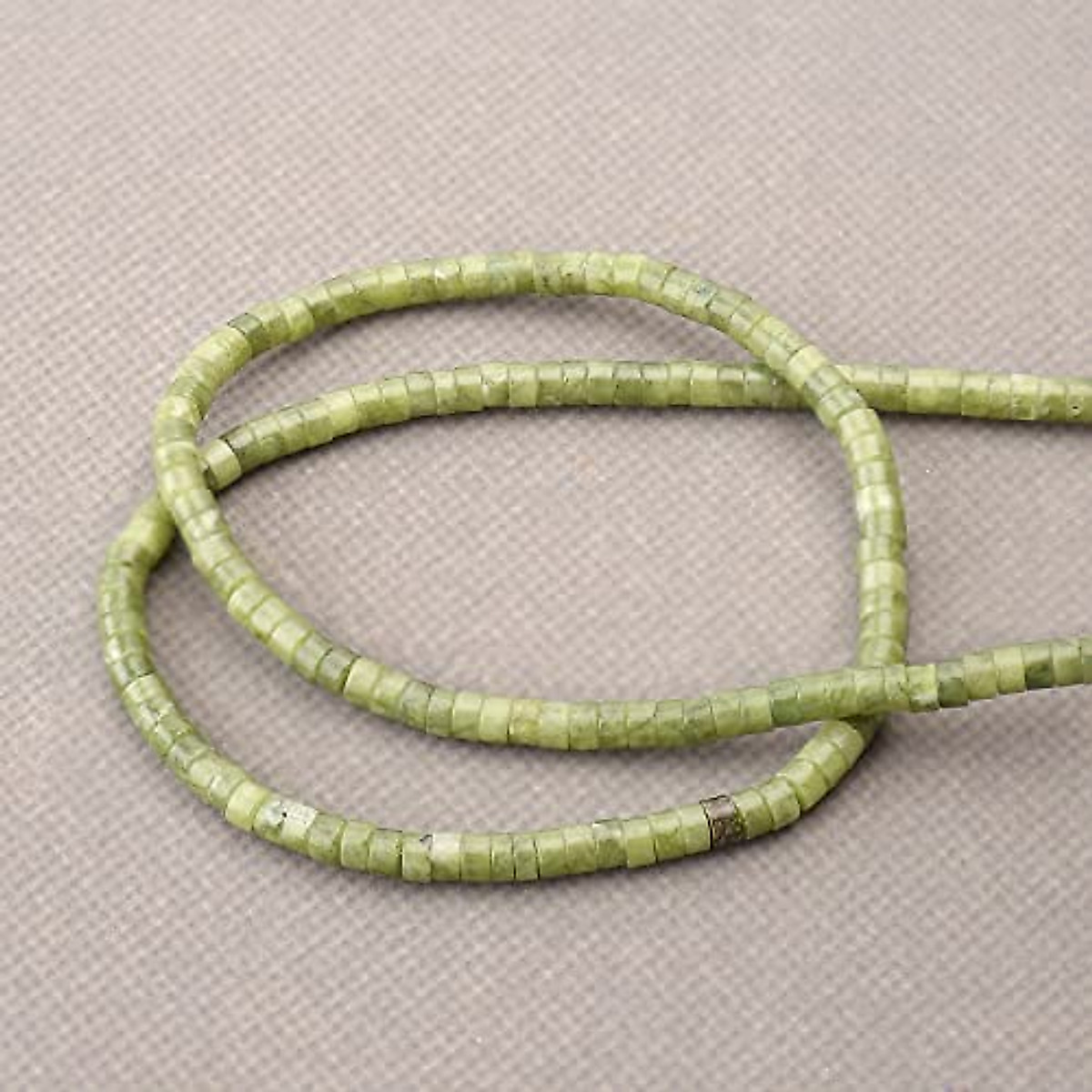 150PCs Natural African Transvaal Jade Spacer Beads, Loose Semi Precious Flat Round Gemstone Heishi Disc Stone Beads for Beading Jewelry Making 4mm*2mm 38cm