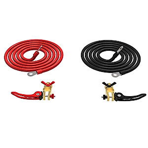 EDECOA Battery Cables 3 AWG 1m Pure Copper Inverter Cables for Car, Power Inverter, RV, Boat