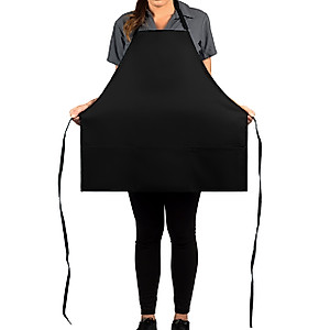KNG Black 3 Pocket Adjustable Bib Apron for Men and Women - Pack of 2