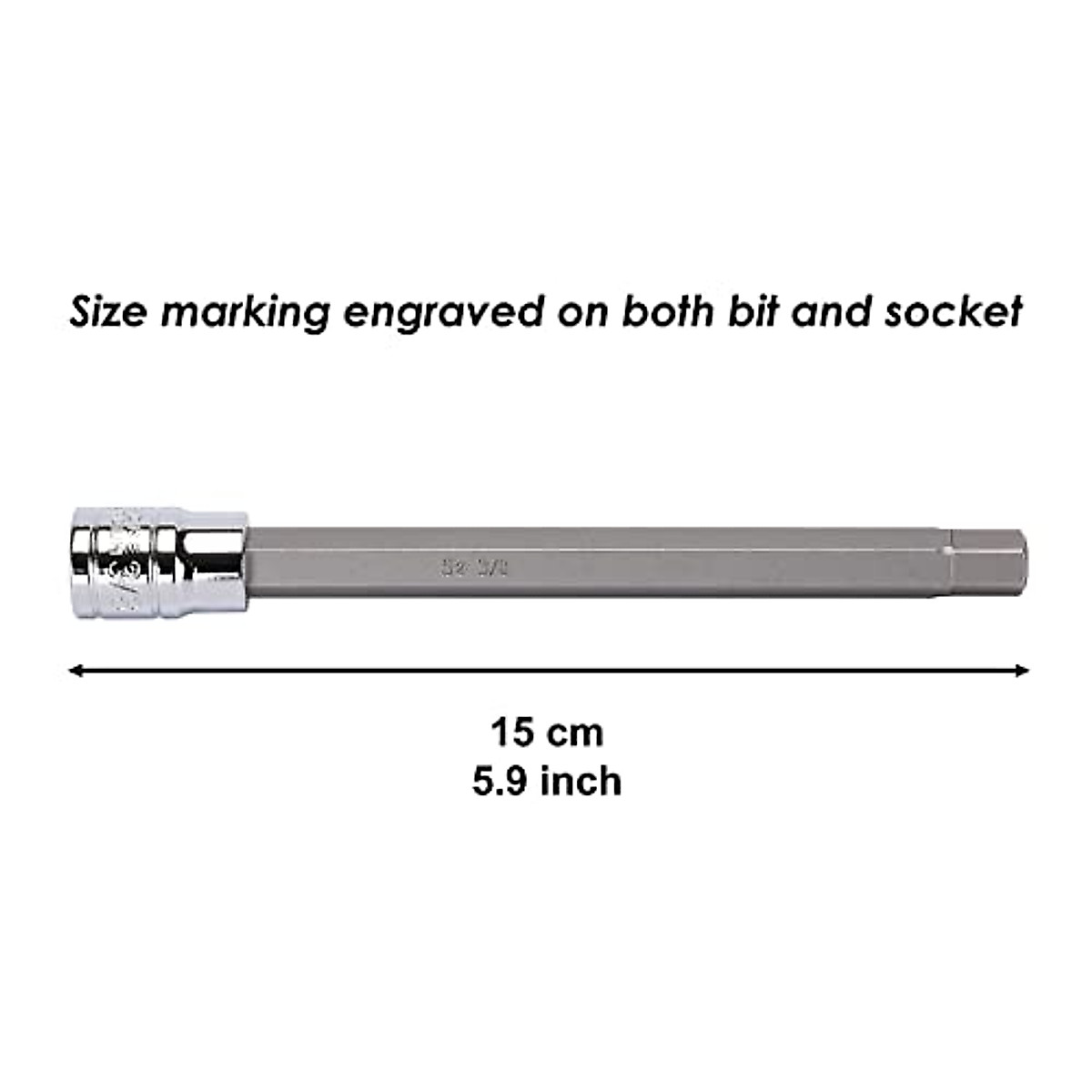 MIXPOWER 3/8" Drive Extra Deep Hex Bit Socket Set, 1/8 Inch to 3/8 Inch, 3mm to 10mm, SAE & Metric, Extra Long Allen Socket Set, CR-V and S2 Steel, 18 Pieces Set