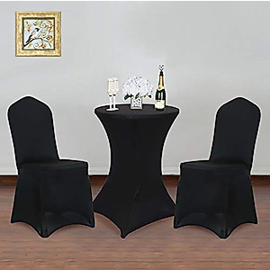 Obstal Cocktail Table Covers Stretch Spandex Black Cocktail Table Cover Cloth for Wedding, Banquet and Party (30"-32" Diameter x 42" Height,1Pc)