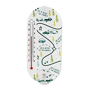 Unknown 53367 Life is Better at The Campsite Window Thermometer RV Map Design - Displays Both Fahrenheit and Celsius Temperatures - Allows for Easy Mounting to Any Glass Surface