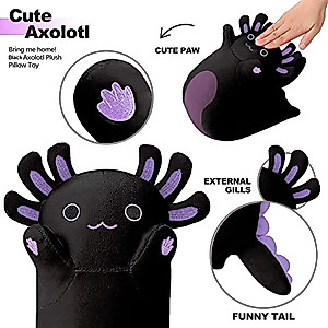 PEACH CAT Long Black Axolotl Plush Pillow Toy Cute Axolotl Stuffed Animal for Kids 27.5"