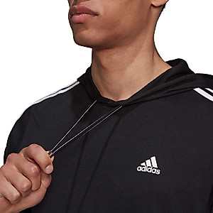 adidas Mens Lightweight Pullover Hoodie T-Shirt (2X-Large, Black/White)