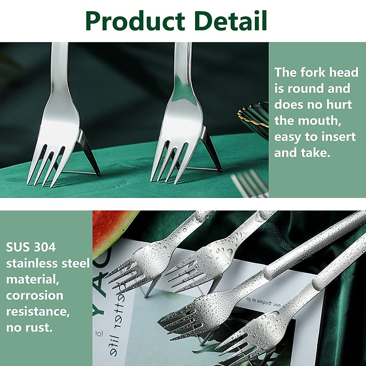 Abnaok 3PCS Watermelon Slicer Cutter, 2-in-1 Watermelon Fork Slicer, Summer Watermelon Cutting Artifact, Stainless Steel Fruit Forks Slicer Knife for Family Parties Camping