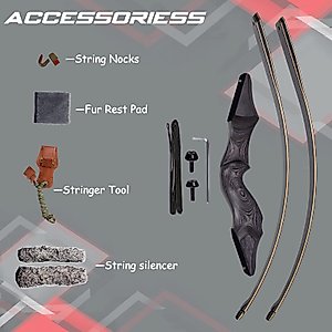 SinoArt 60" Takedown Longbow Archery Wooden Archery Bow Included Fur Rest Pad Stringer Tool Tab String Nocks Right and Left Hand for Hunting or Target(35lbs, Right Hand)