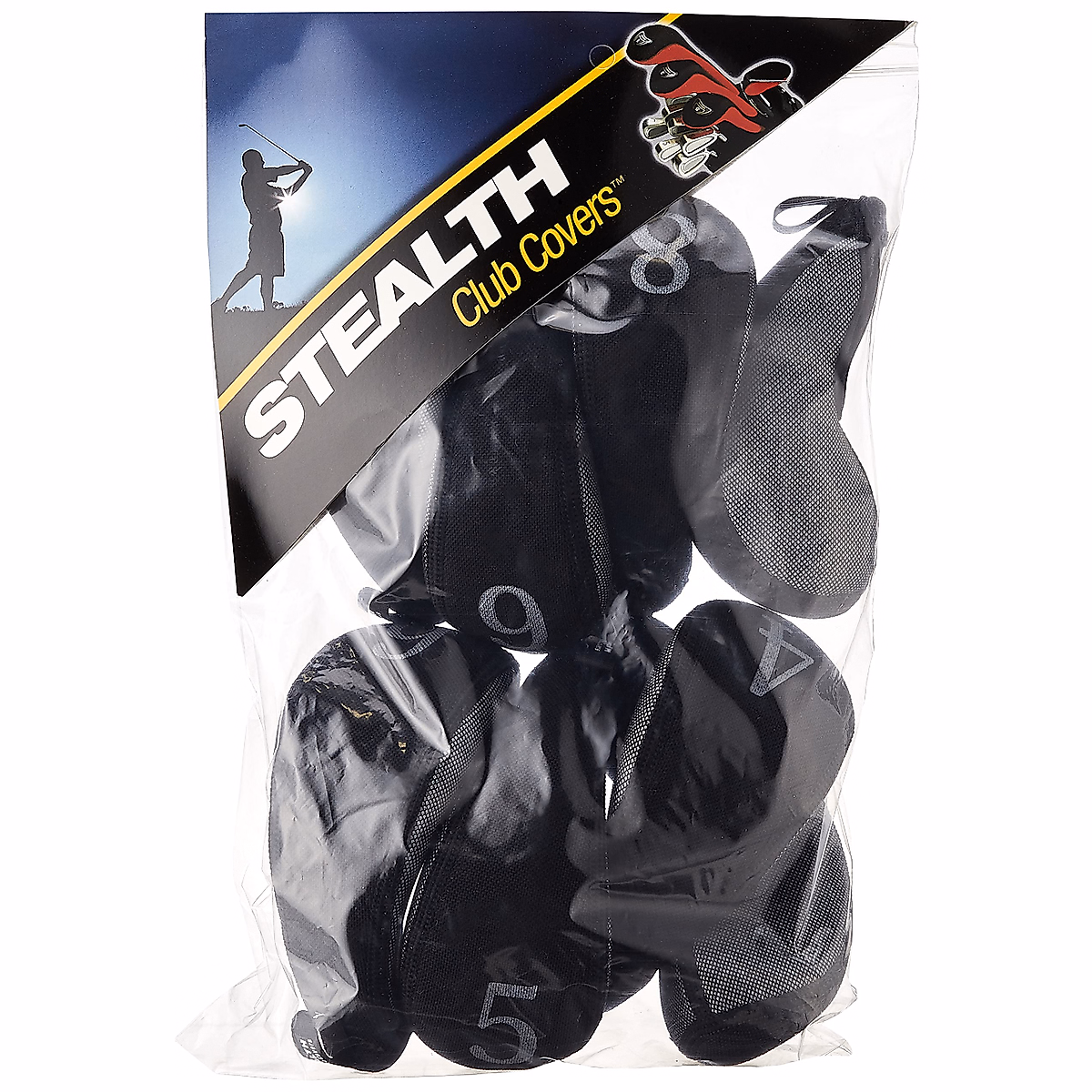 Stealth Club Covers 28080 Hybrid Set 3-PW Golf Club Head Cover (8-Piece), Silver Tweed/Black