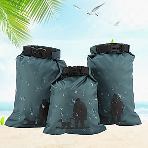 Camping Equipment Storage Dry Bags, Waterproof Bag Storage, 3pcs Foldable Green Dry Bag Storage for Sailing Hiking Rafting Kayaking