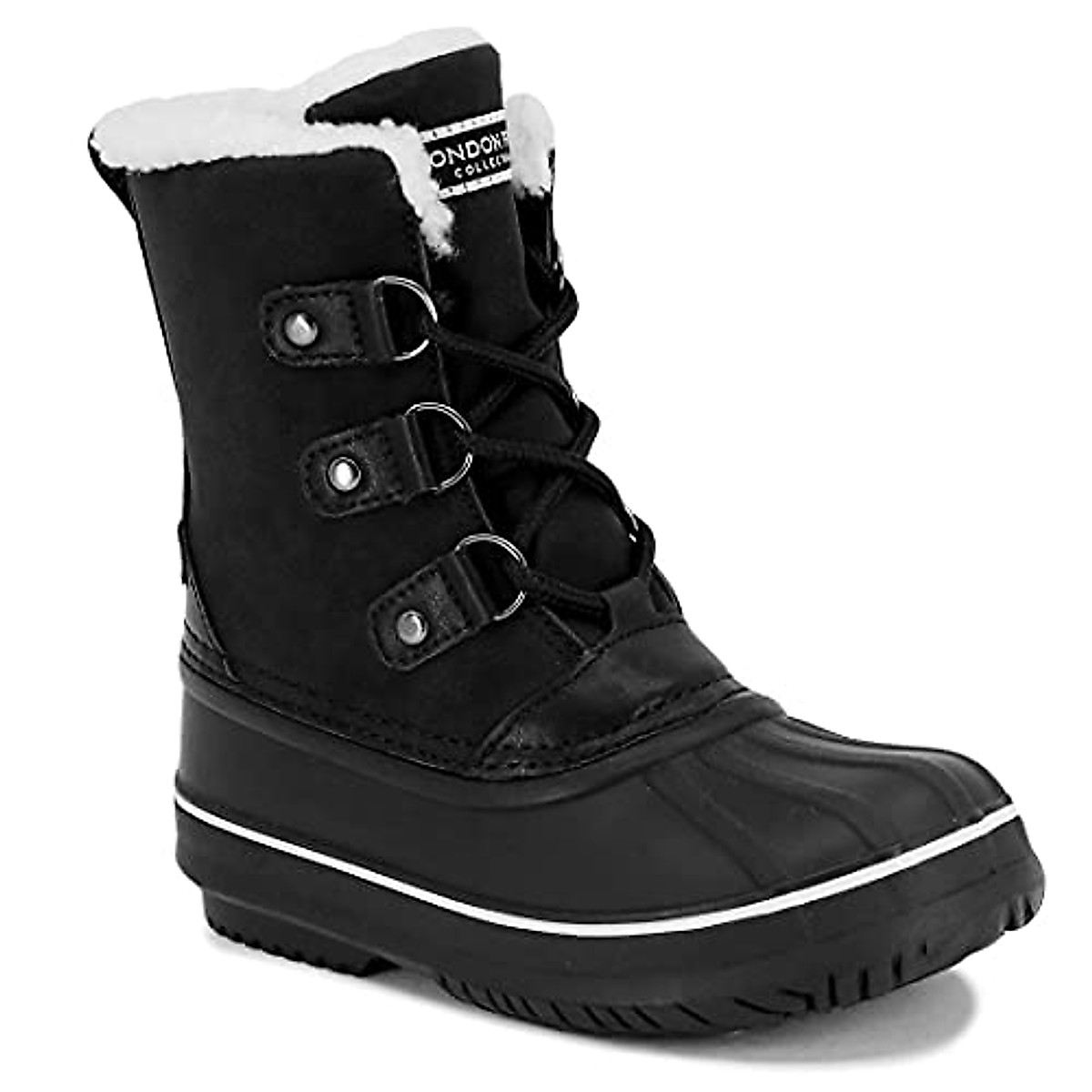 LONDON FOG Unisex Moorgate Cold Weather Warm Lined Snow Boot black ivory 3