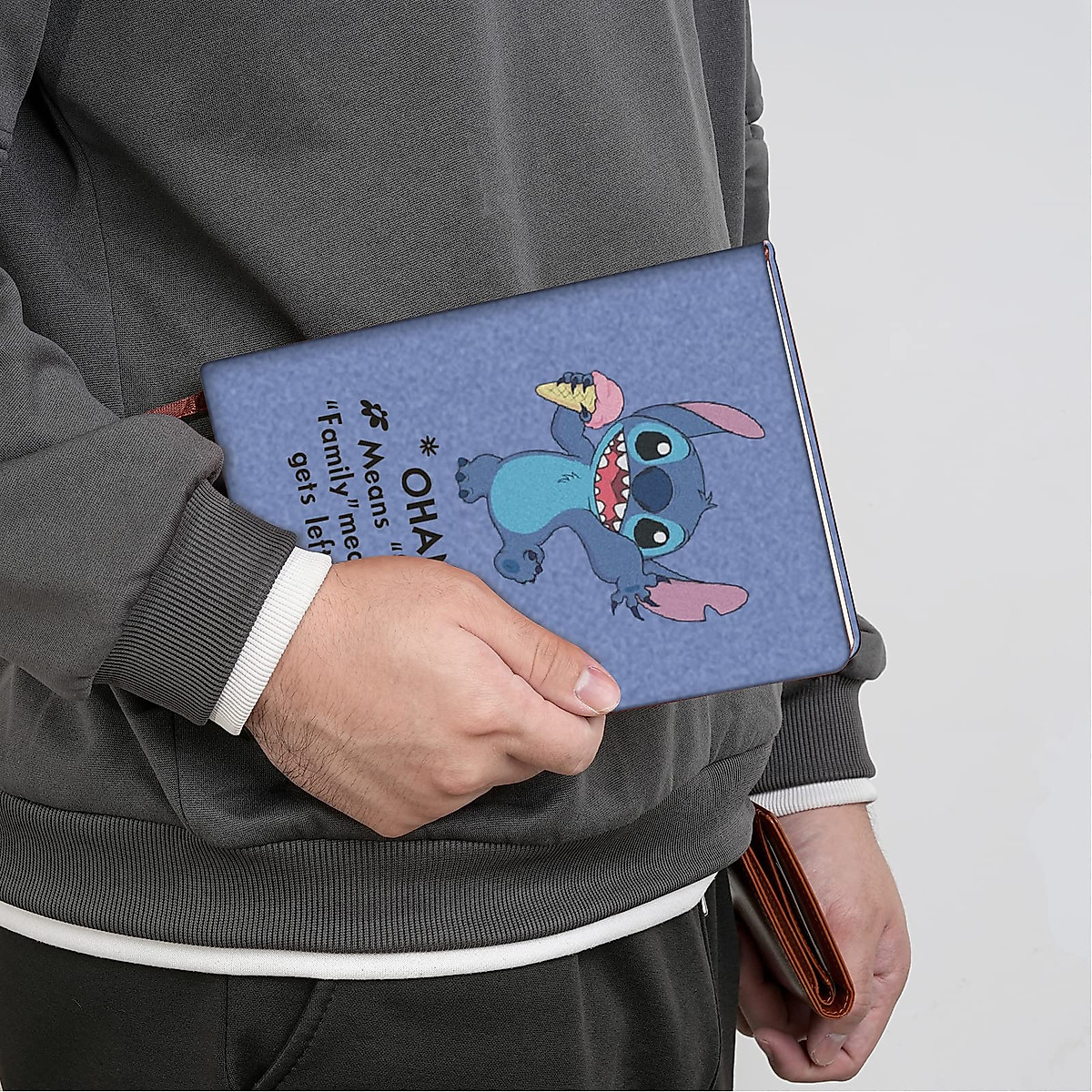WHLBHG Stitch Gifts Ohana Gift Ohana Means Family Leather Lined Journal Notebook A5 Size Writing Notebook Funny Cartoon Movie Fans Gift Friendship Gift (Stitch Ohana blue)
