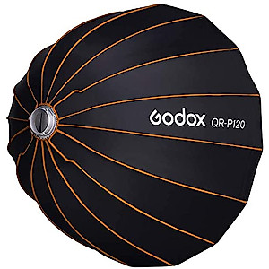 Godox QR-P120 47 Inch Parabolic Softbox Bowens Mount, Quick-Setup Quick-Folding, with Front & Inner Diffuser and Carrying Bag for Godox SL60W VL150 UL150 SL150II SZ150 and Other Bowen Mount Lights…