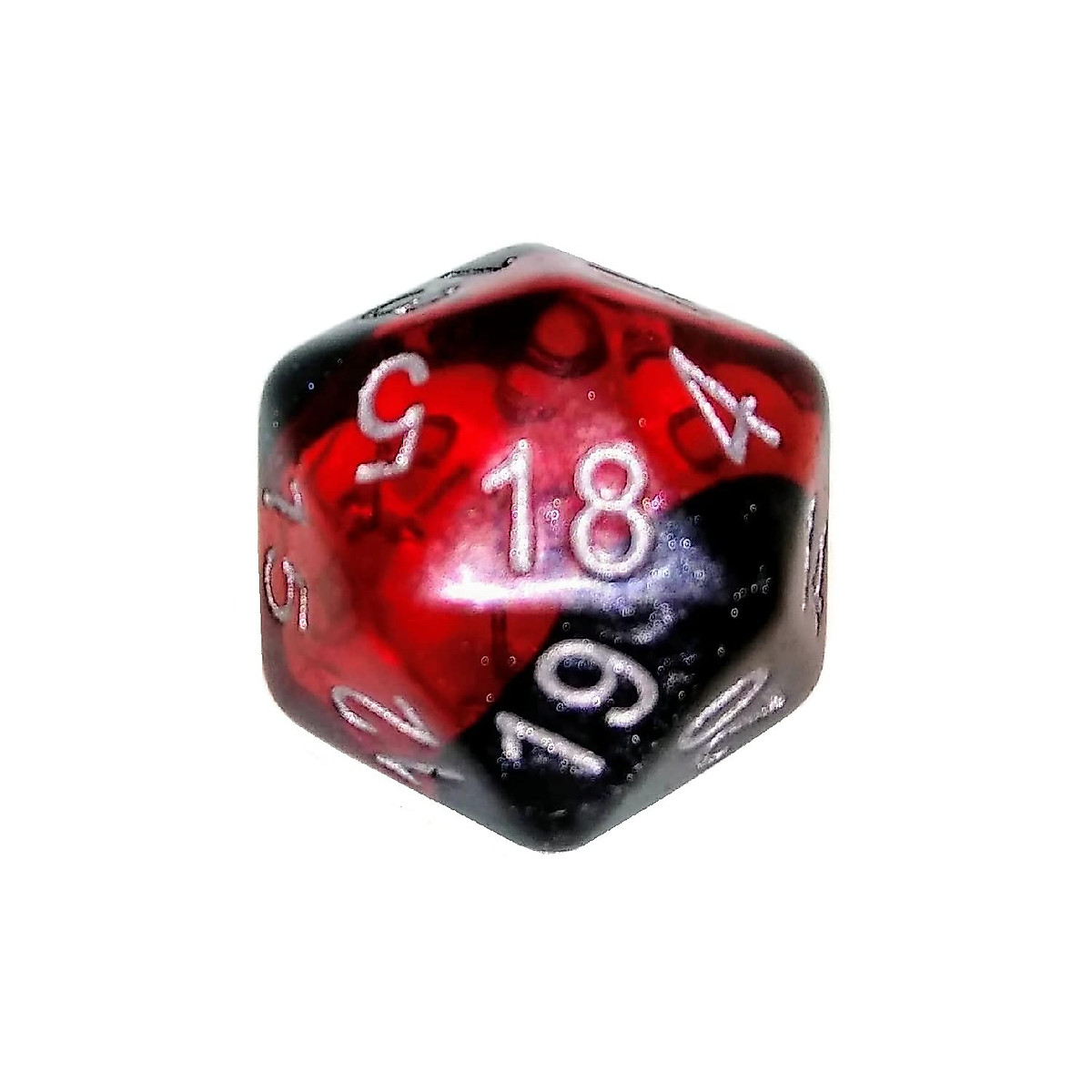 Marbled Black with a Ruby Red Translucent Vein Set of 10 Dice for Role-Playing Games (Includes a d20 Initiative Advantage Die and Two Special d6 Max Damage Dice) RPG