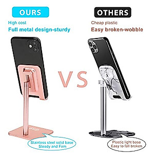 Urmust Cell Phone Stand Angle Adjustable Phone Stand for Desk Phone Holder for Office Tablet Stand Compatible for iPhone 14 13 12 11 Pro Max X Xr 8 Plus 7 6(Rose Gold)