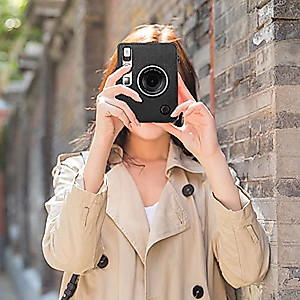 Fintie Protective Case for Fujifilm Instax Mini EVO Camera - Premium Vegan Leather Bag Cover with Removable Adjustable Strap, Vintage Black