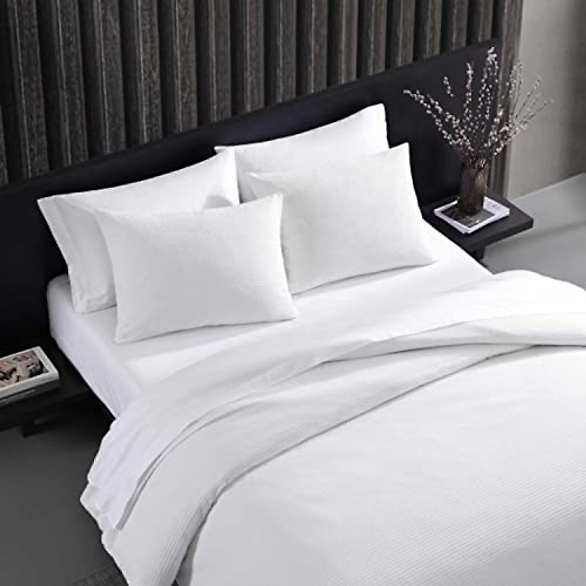 Vera Wang - Queen Comforter Set, Luxury Cotton Bedding with Matching Shams, Medium Weight & Ideal for All Seasons (Waffle Pique Queen, White)