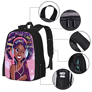 Waykales Afro Black Girls Backpack Laptop Backpack Cute Bookbag for Teen Women School Students Office 17 Inch